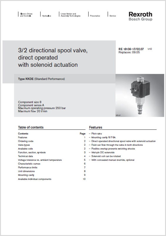 Bosch Rexroth Directional Spool Valves with Wet-pin DC Voltage ...