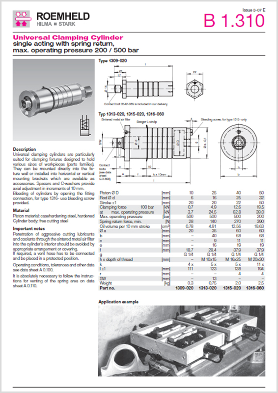 Universal Clamping Cylinder with Spring Return - HYQUIP Limited