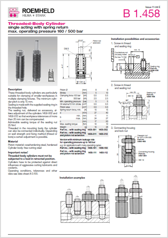 Threaded Body Cylinders with Spring Return - HYQUIP Limited