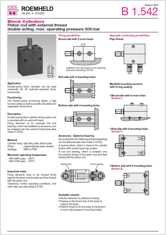 Block Cylinders with External Thread Piston Rod - HYQUIP Limited