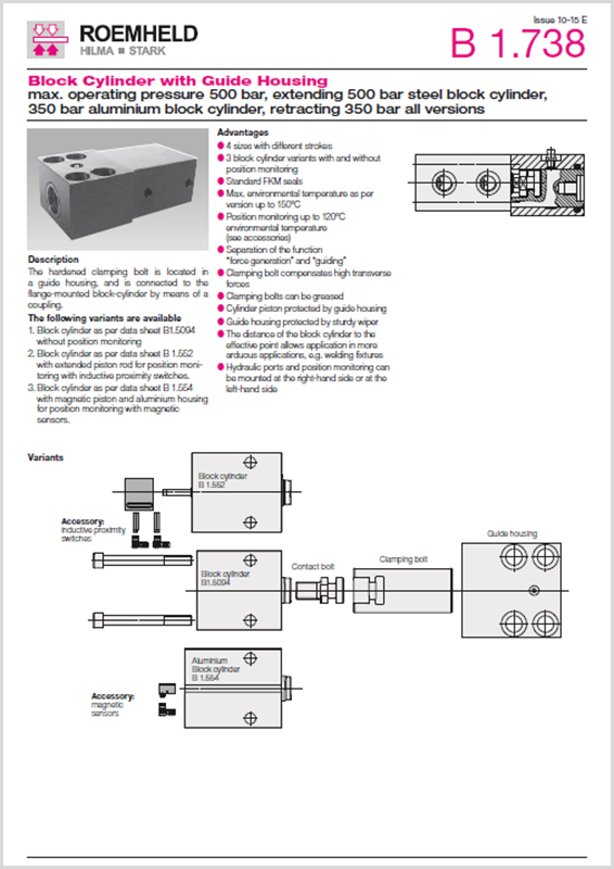 Roemheld Block Cylinders with Guide Housing - HYQUIP Limited