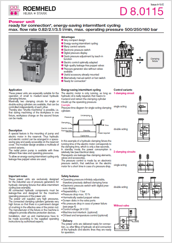 Hydraulic Power units - ROEMHELD D8.0115 - HYQUIP Limited
