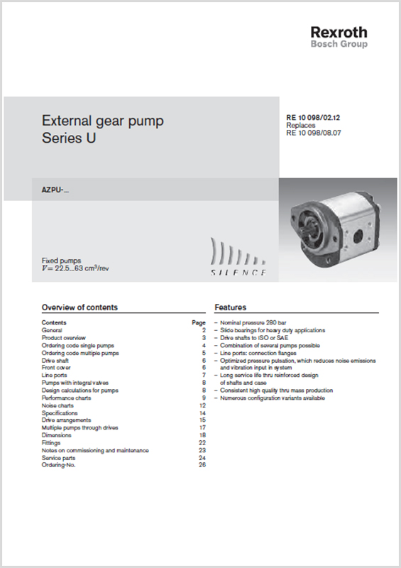 Bosch Rexroth External Gear Pumps Type AZPU Series U - HYQUIP Limited
