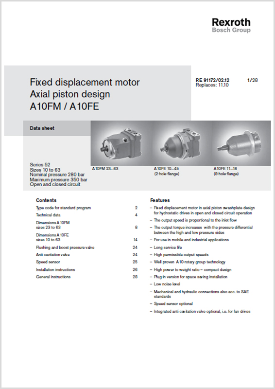 Bosch Rexroth Fixed Displacement Motors Types A10FM / A10FE - HYQUIP ...
