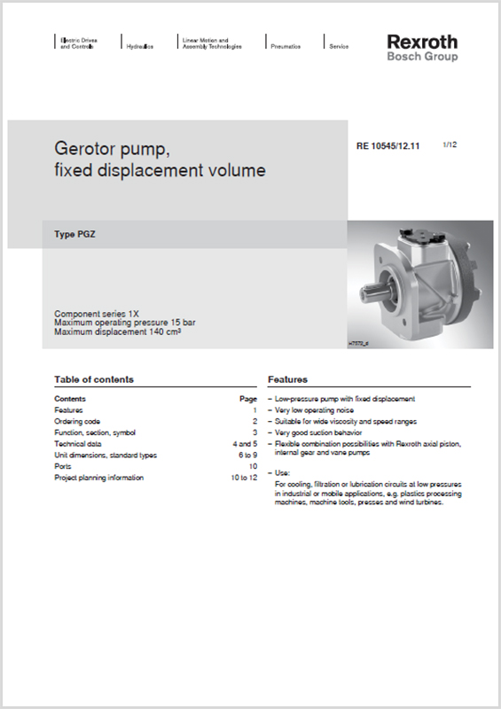 Bosch Rexroth Gerotor Pumps PGZ - HYQUIP Limited