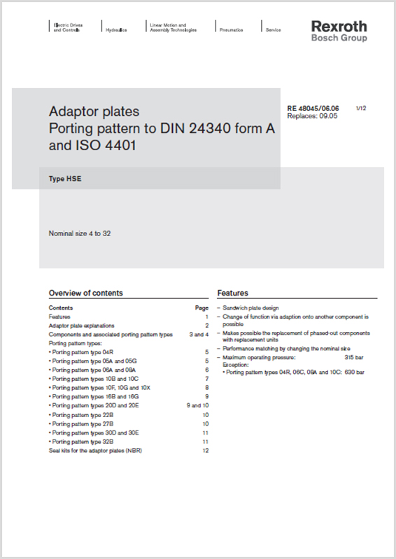 Bosch Rexroth Adapter Plates HSE - HYQUIP Limited