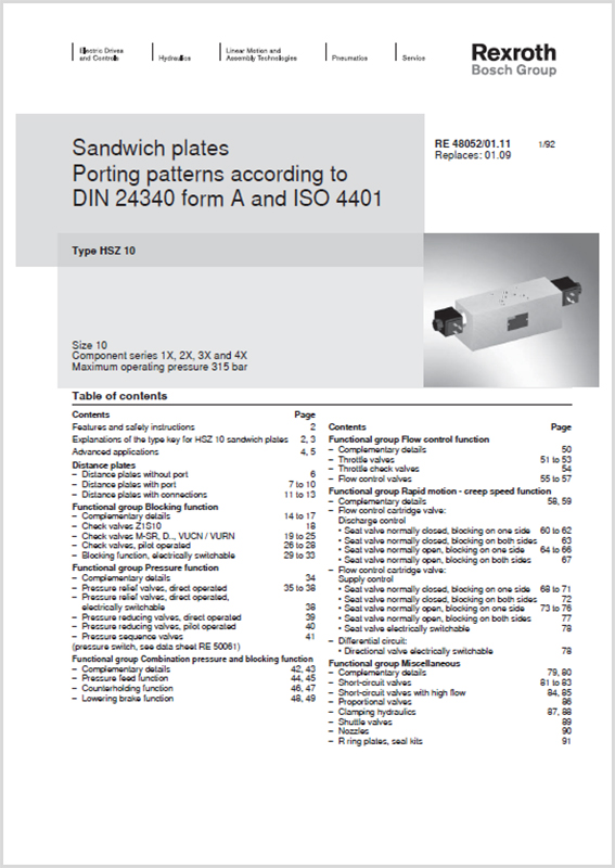 Bosch Rexroth Sandwich Plates HSZ - HYQUIP Limited