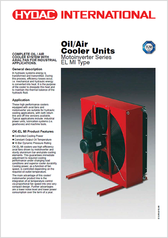 Hydac Oil / Air Cooler Units Motor inverter series OK-EL MI - HYQUIP ...