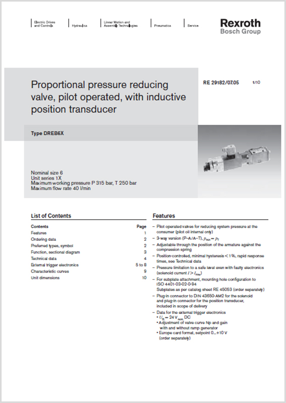 Bosch Rexroth Proportional Pressure Reducing Valve, Pilot-operated ...