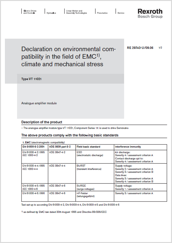 Valve Amplifiers for Servo-valves VT 11021-1X - HYQUIP Limited