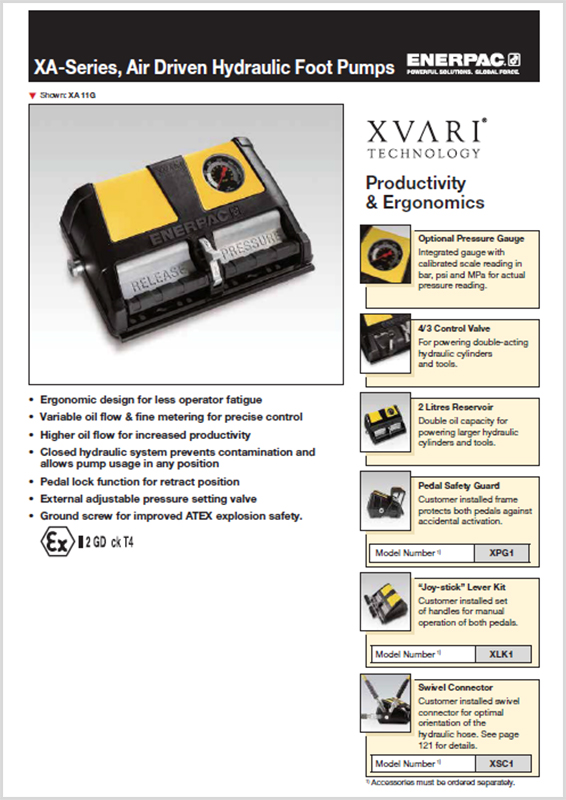 Enerpac XA-Series Air Driven Hydraulic Foot Pumps - HYQUIP Limited