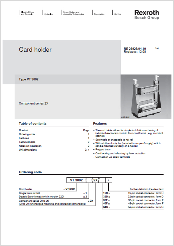 Bosch Rexroth Card Holders VT 3002-2X - HYQUIP Limited
