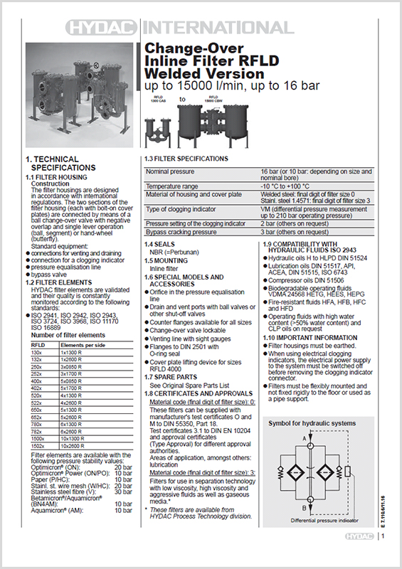 Hydac Welded Reversible Inline Filter RFLD - HYQUIP Limited