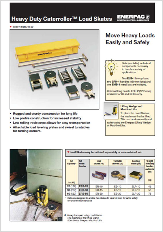 Enerpac ER-Series Heavy Duty Caterroller Load Skates - HYQUIP Limited
