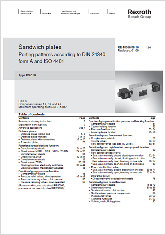 Bosch Rexroth Sandwich Plates HSZ - HYQUIP Limited
