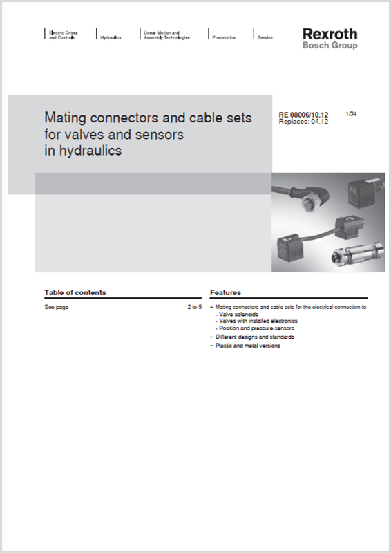 Bosch Rexroth Mating Connectors and Cable Sets for Valves and Sensors ...