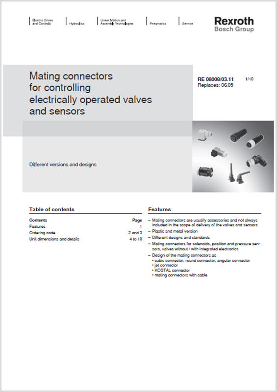 Bosch Rexroth Mating Connectors for Controlling Electrically Operated ...