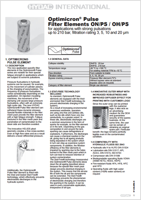 Hydac Optimicron Pulse Filter Elements - HYQUIP Limited