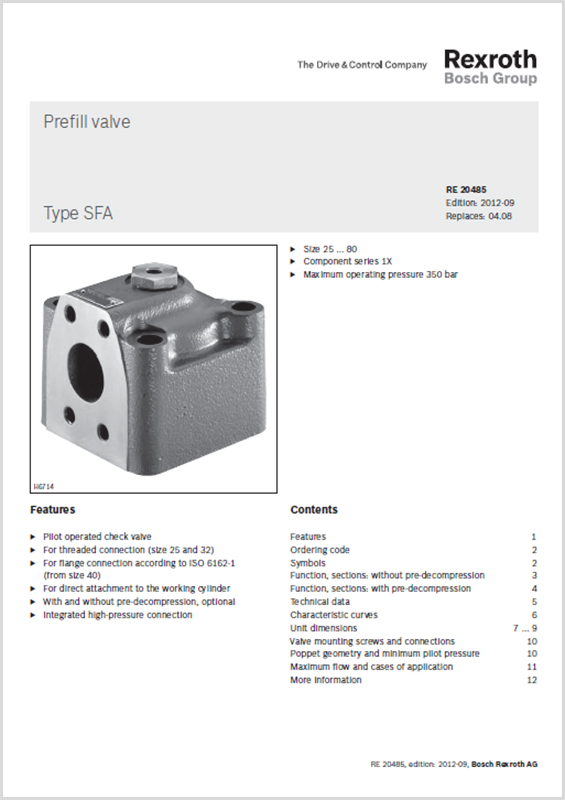 Bosch Rexroth On/off Pre-fill Valves in Sandwich Plate Design SFA ...