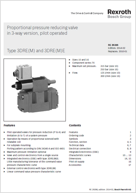 Bosch Rexroth Proportional Pressure Reducing Valve in 3-way Version ...