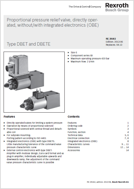 Bosch Rexroth Direct Operated Proportional Pressure Relief Valves ...