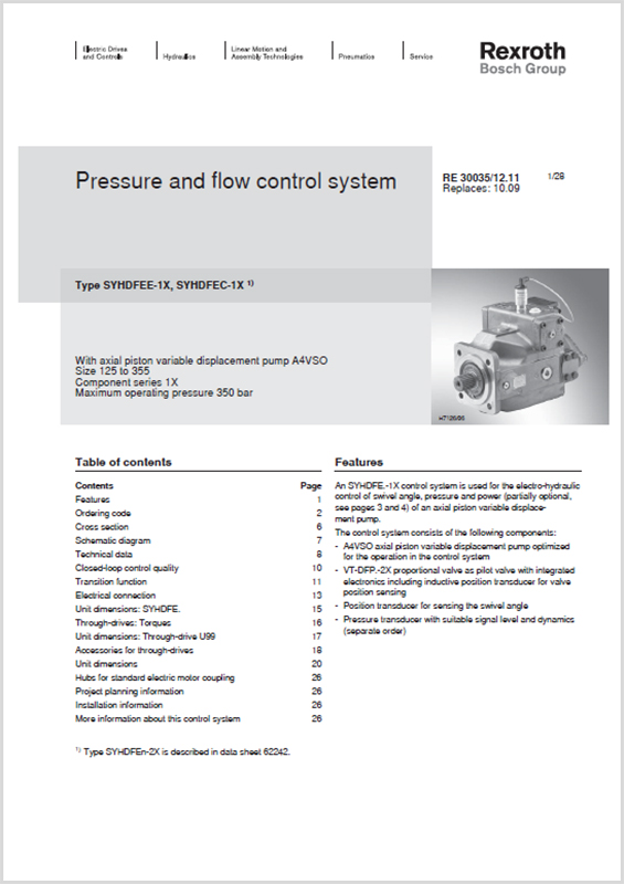 Bosch Rexroth electro-hydraulic pressure and flow control system SYHDFE ...